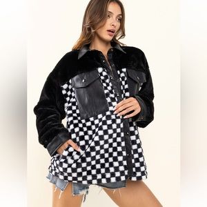 ShopEvelynne | Jackets & Coats | 4 Fabulous Checkerboard Faux Fur And ...